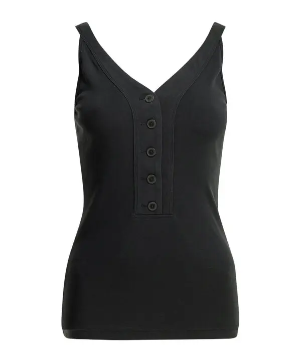 Auralee V-neck Ribbed Tank Top With Button Closure