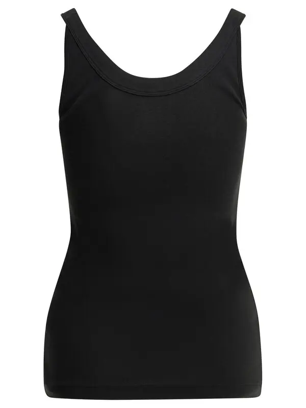 Auralee V-neck Ribbed Tank Top With Button Closure