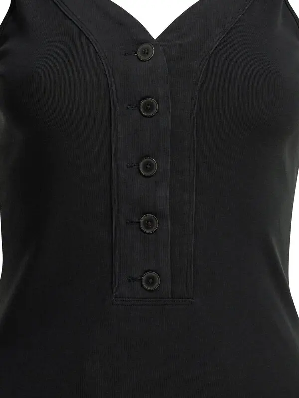 Auralee V-neck Ribbed Tank Top With Button Closure