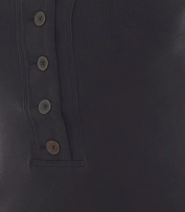 Auralee V-neck Ribbed Tank Top With Button Closure