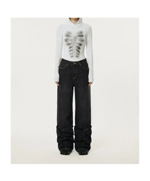 AVAVAV Ruffled Wide-leg Jeans