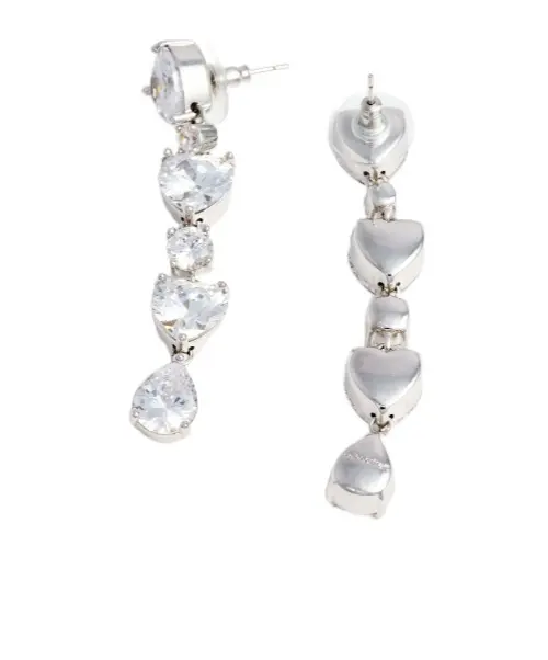 SELF-PORTRAIT Crystal Heart Drop Earrings