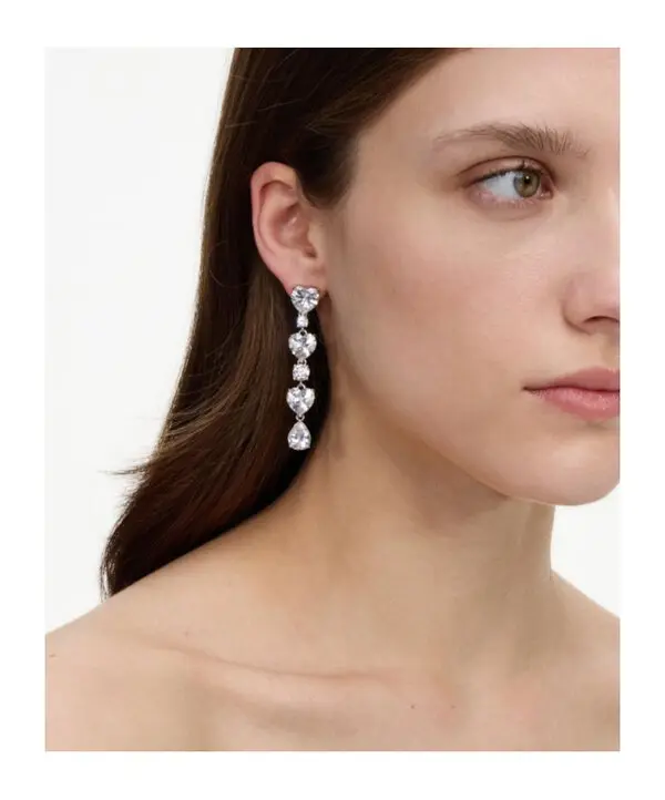 SELF-PORTRAIT Crystal Heart Drop Earrings