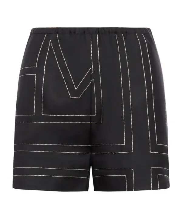 TOTEME Topstitched Silk Shorts - Black