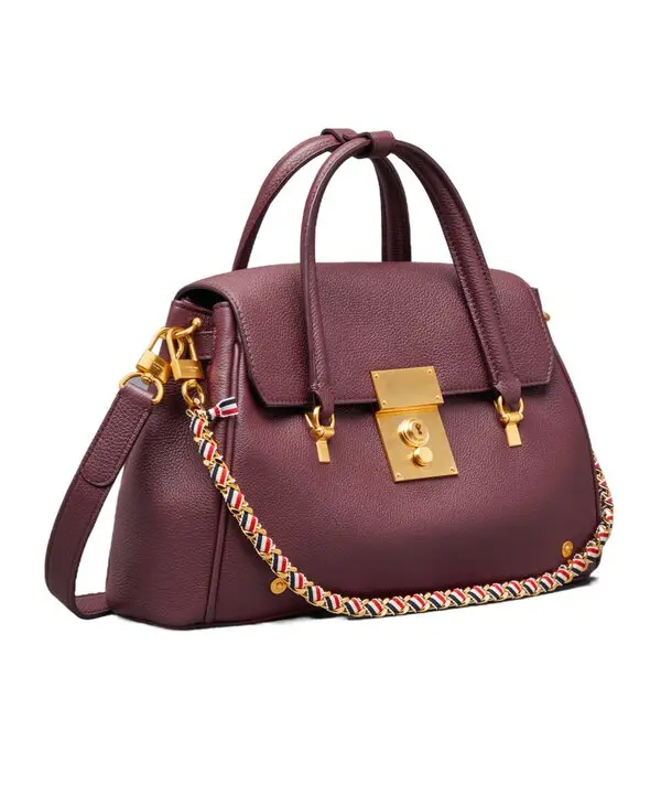 Thom Browne Small Bolton Pebbled Leather Tote Bag