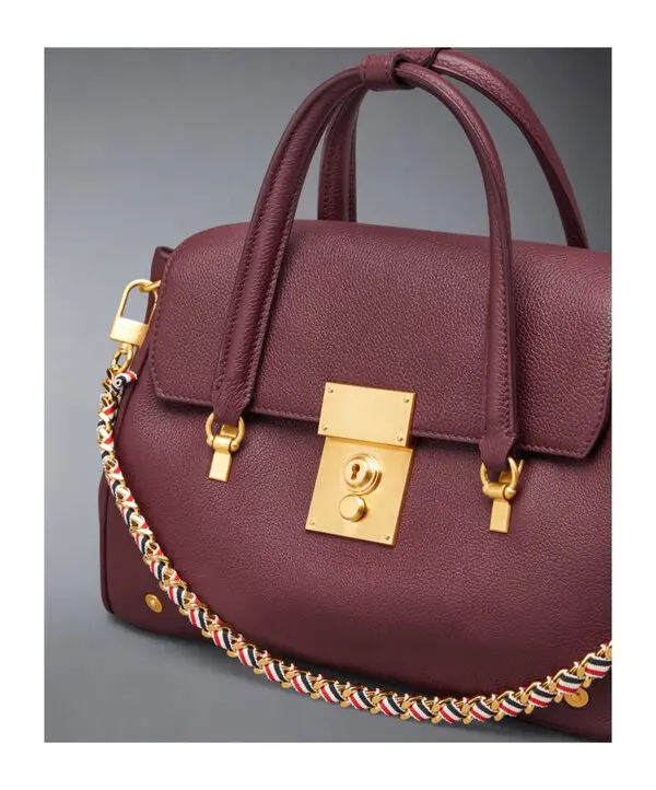 Thom Browne Small Bolton Pebbled Leather Tote Bag