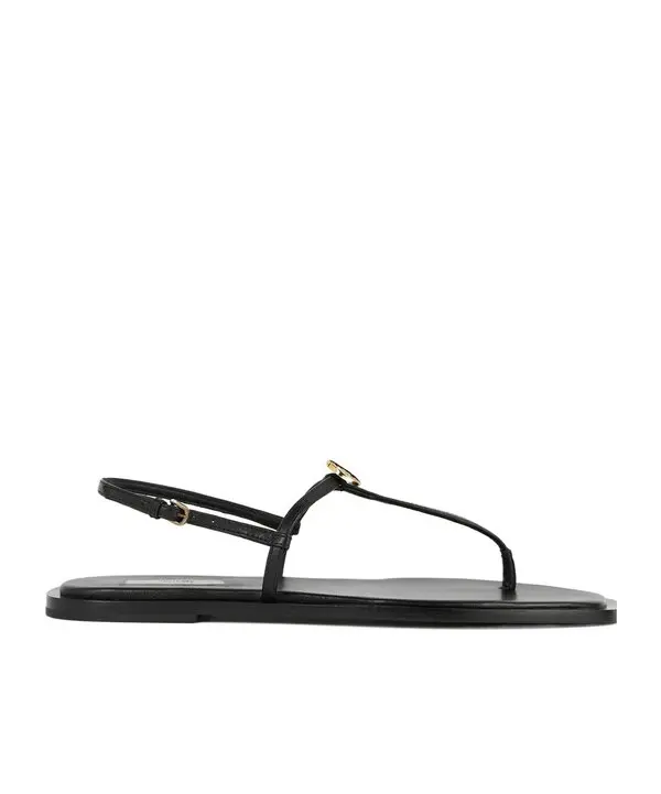TOTEME T-strap Flat Sandals With Embellishment - Black