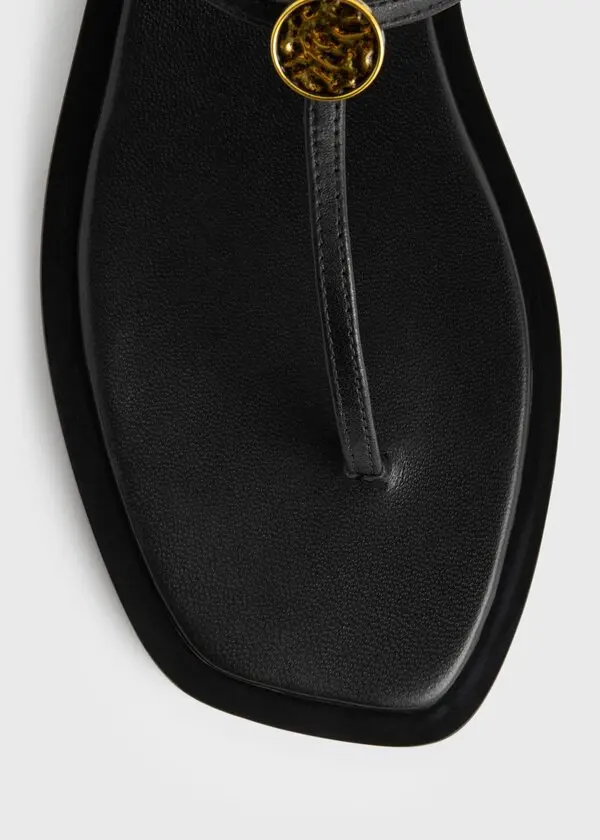 TOTEME T-strap Flat Sandals With Embellishment - Black