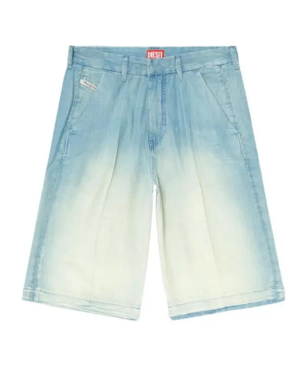 DIESEL® Gradient-effect Wide-leg Denim Shorts