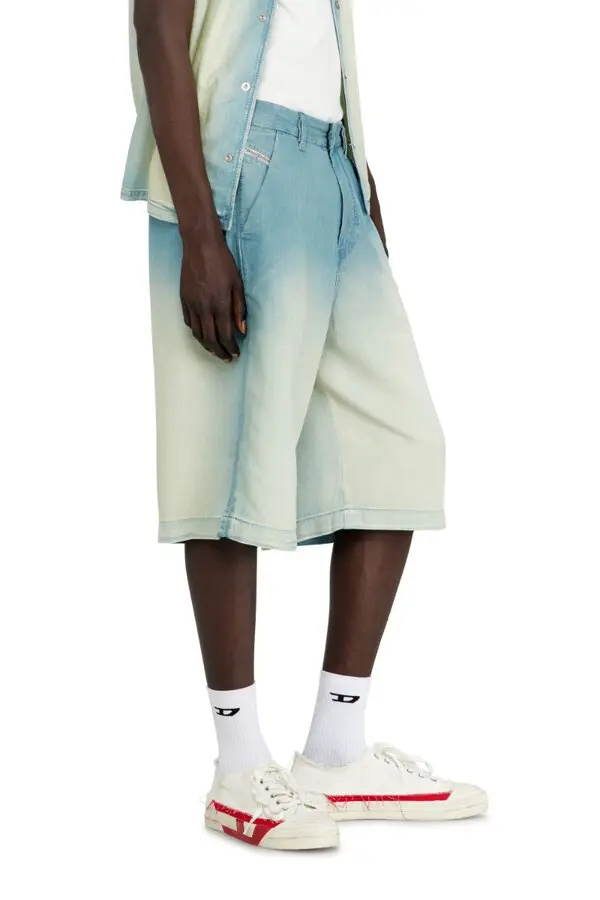 DIESEL® Gradient-effect Wide-leg Denim Shorts