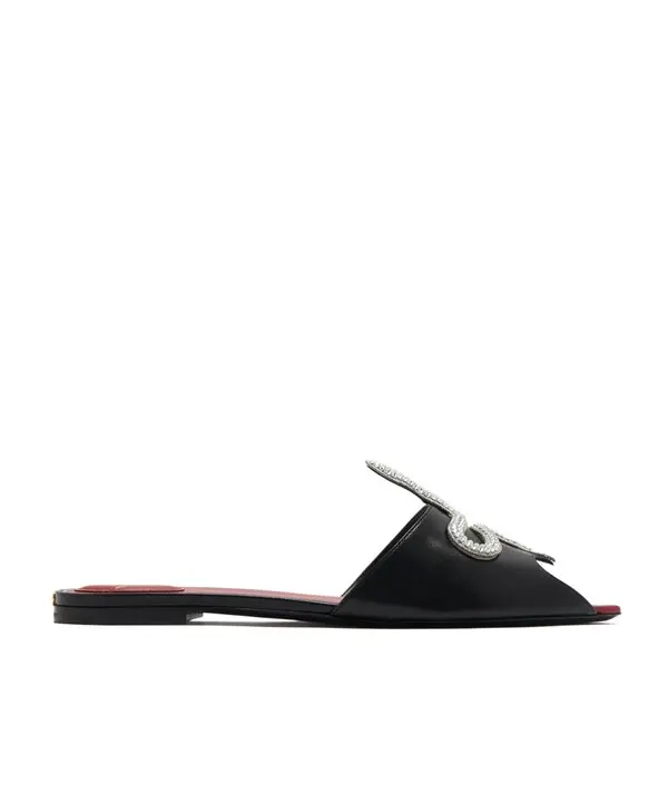 Valentino Garavani Coeur Vipère Slide Sandals In Kidskin - Black