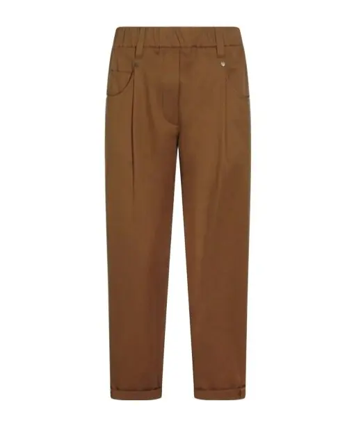 Brunello Cucinelli Elasticated Waistband Cropped Pants - Brown