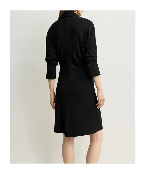 TOTEME Ruched Detail Collared Shirt Dress - Black