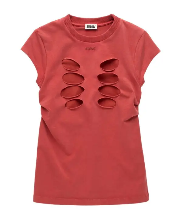 AVAVAV Cut-out T-shirt With Airbrush Accents