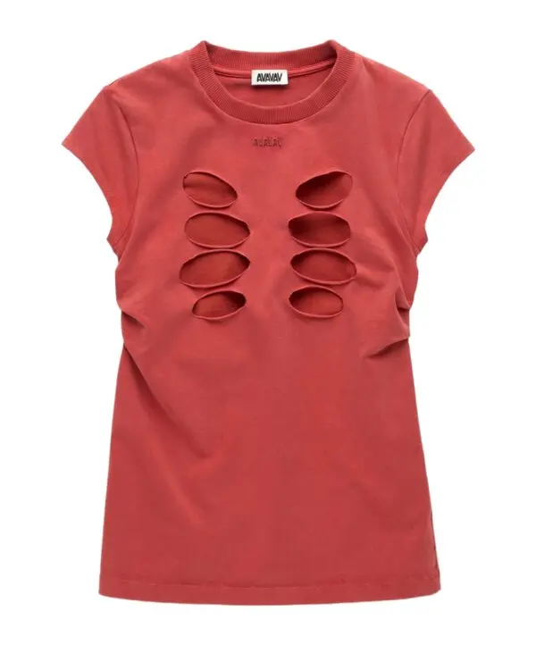 AVAVAV Distressed Cut-out T-shirt - Red