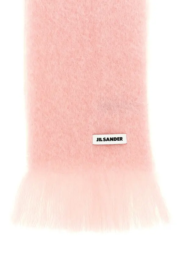 JIL SANDER Brushed Logo Patch Scarf - Pink