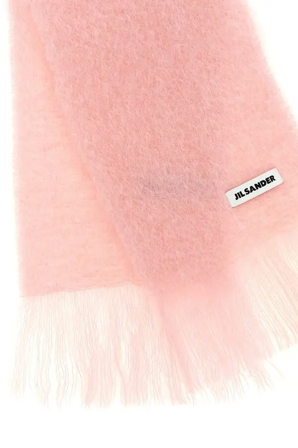 JIL SANDER Brushed Logo Patch Scarf - Pink