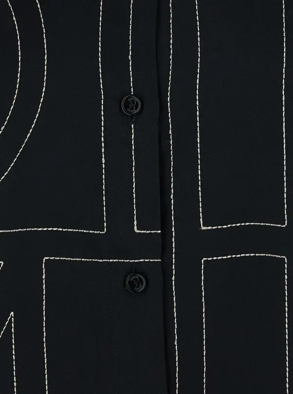 TOTEME Monogram-embroidered Silk Shirt - Black