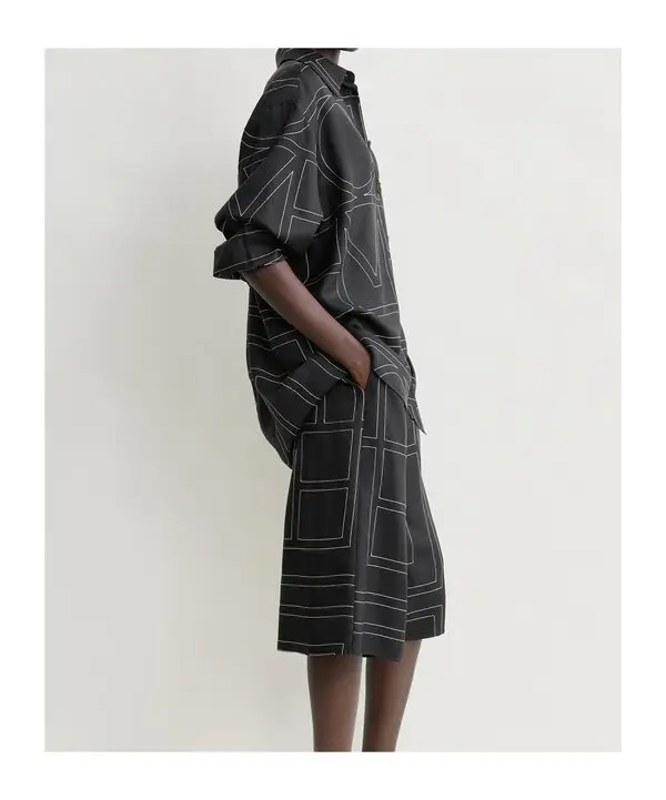 TOTEME Monogram-embroidered Silk Shirt - Black