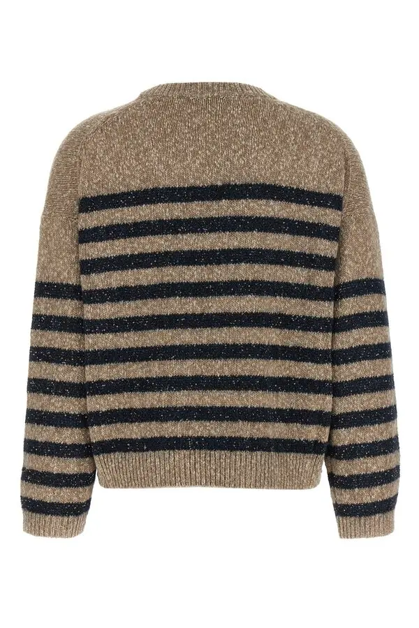 Brunello Cucinelli Striped Round Neck Sweater - Black