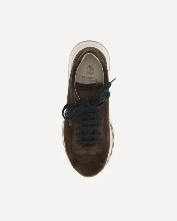 Brunello Cucinelli Round-toe Lace-up Trainers - Brown