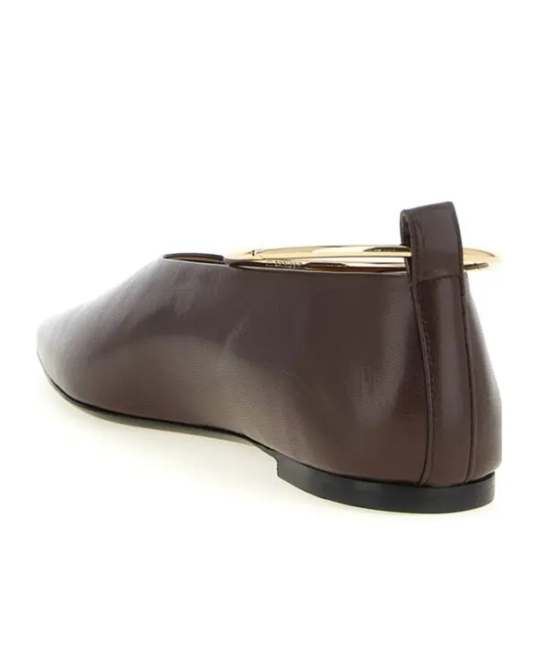 JIL SANDER Ring Leather Ballerina Flats - Brown