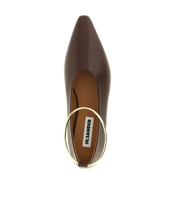 JIL SANDER Ring Leather Ballerina Flats - Brown