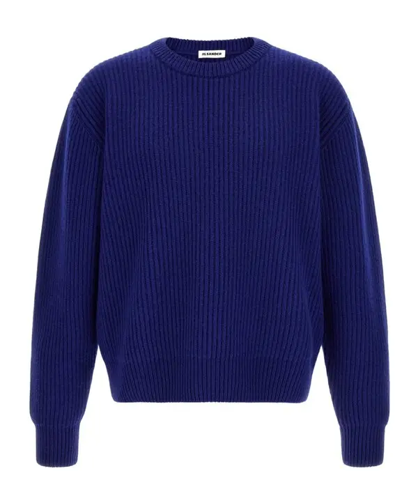 JIL SANDER Fisherman's Rib Knit Crew Neck Sweater