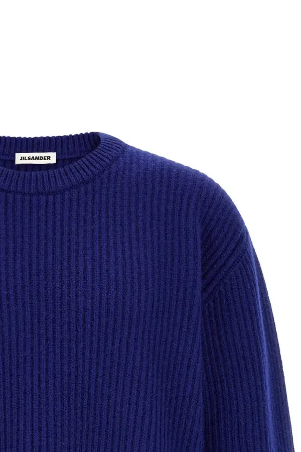 JIL SANDER Fisherman's Rib Knit Crew Neck Sweater