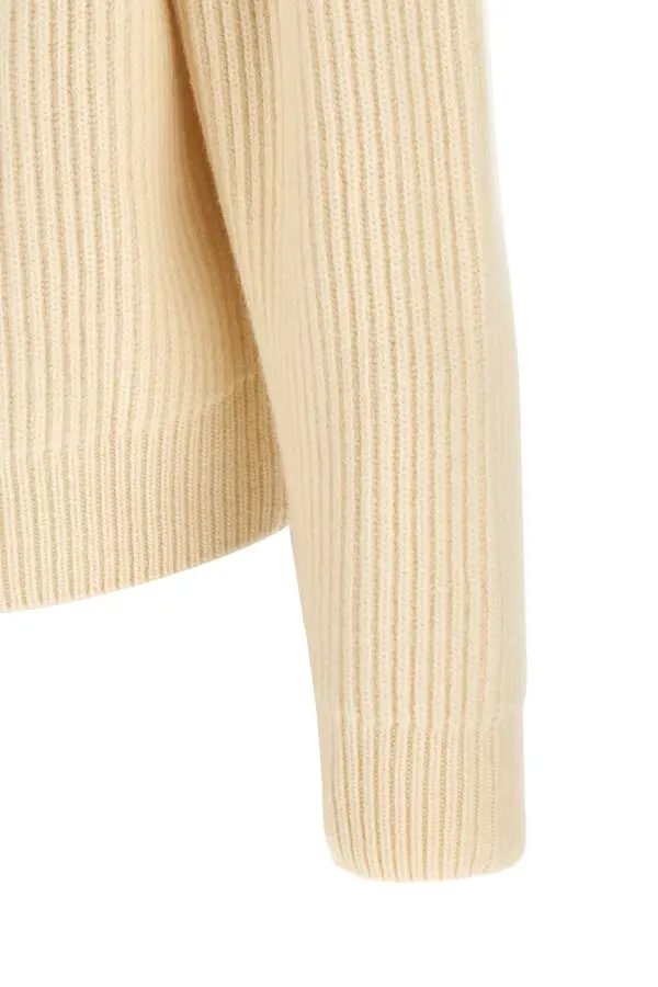 JIL SANDER Fisherman Rib Crew Neck Long Sleeve Sweater - Nude