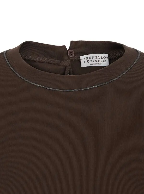 Brunello Cucinelli Embellished Ribbed Long Sleeve Jumper