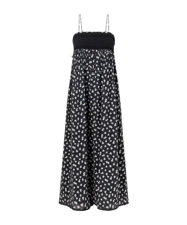 Posse Slip Dress With Floral Print And Lace Details - Black