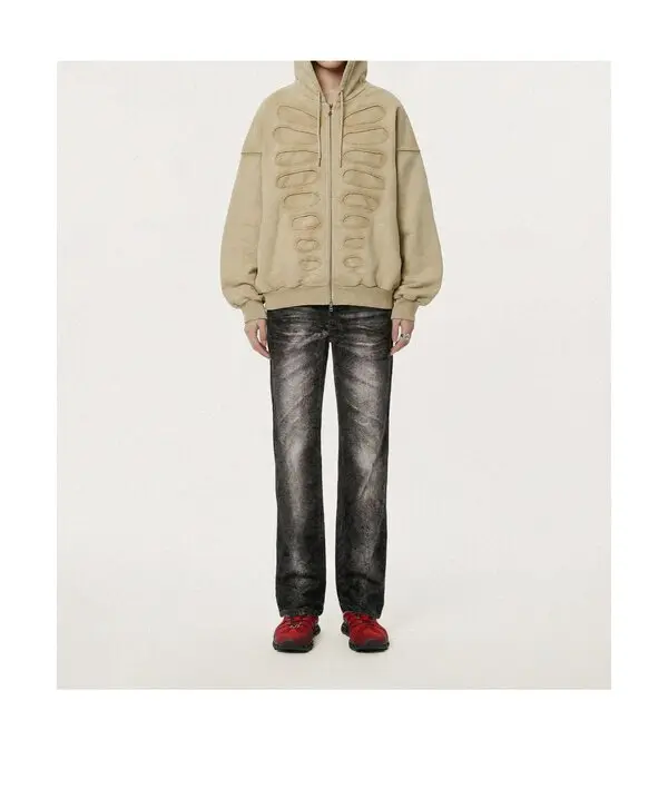 AVAVAV Hooded Zip Sweater With Embroidery