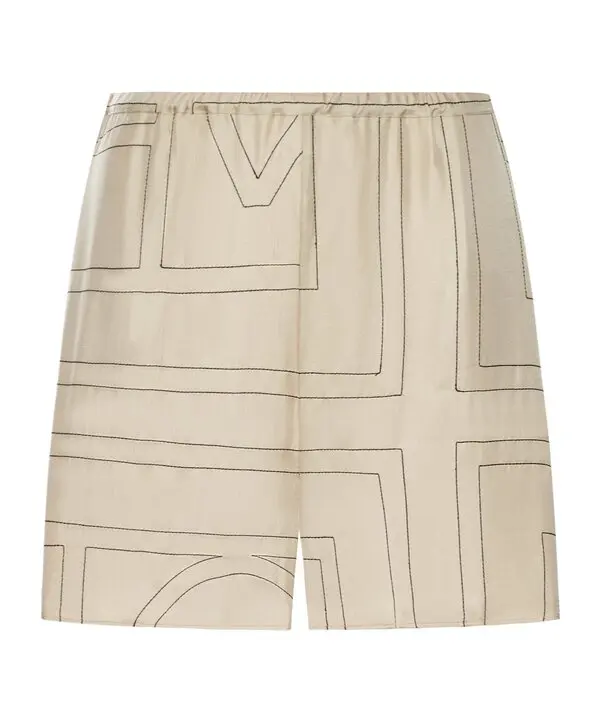 TOTEME Monogram Print Wide Leg Shorts - No