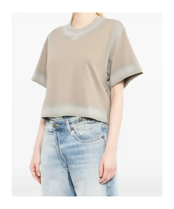 Off-White Spray Effect Logo T-shirt - Beige