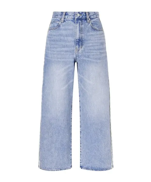 FRAME Crochet Bow Crop High-rise Wide-leg Jeans - Blue