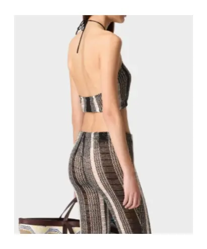 Missoni Striped Halterneck Mesh Top With Sequined Appliqués