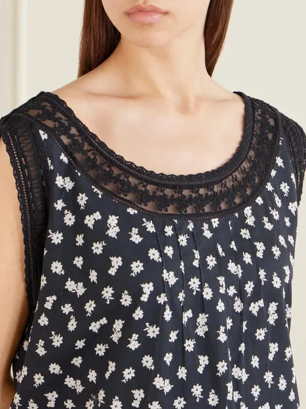 Posse Sleeveless Floral Lace Trimmed Mini Dress