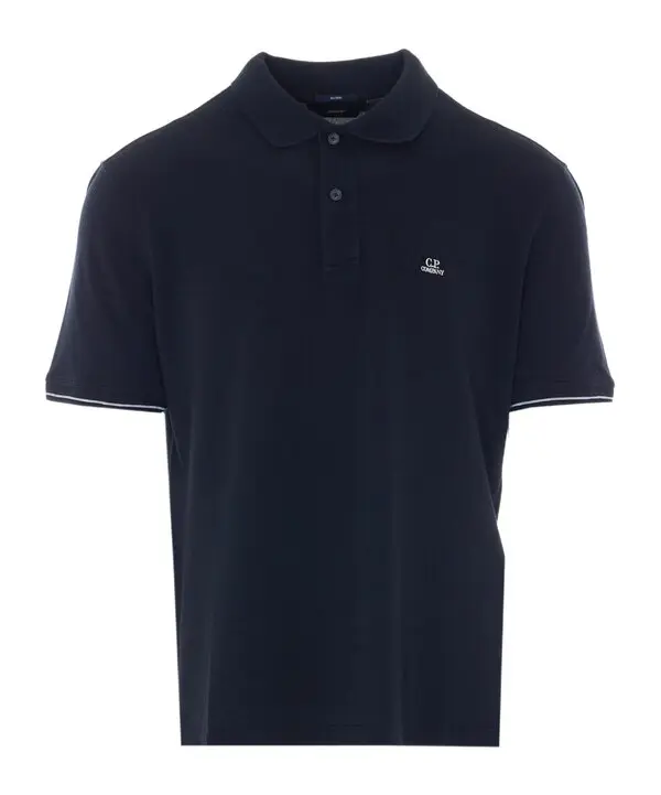 C.P. COMPANY Logo Piqué Polo Shirt - Black