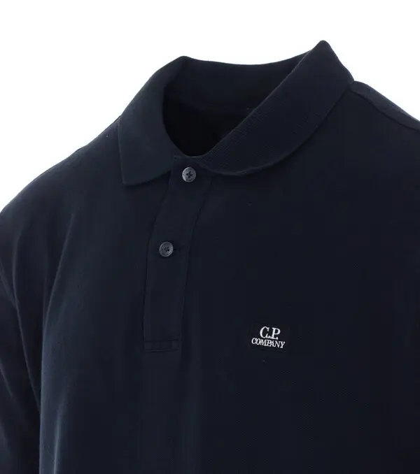C.P. COMPANY Logo Piqué Polo Shirt - Black