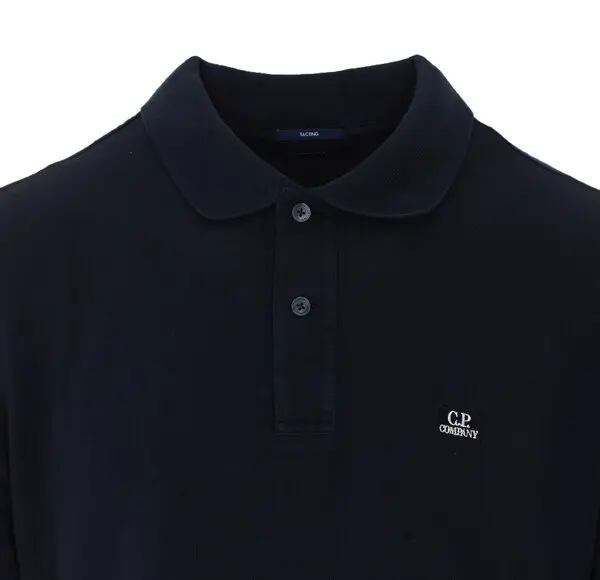 C.P. COMPANY Logo Piqué Polo Shirt - Black