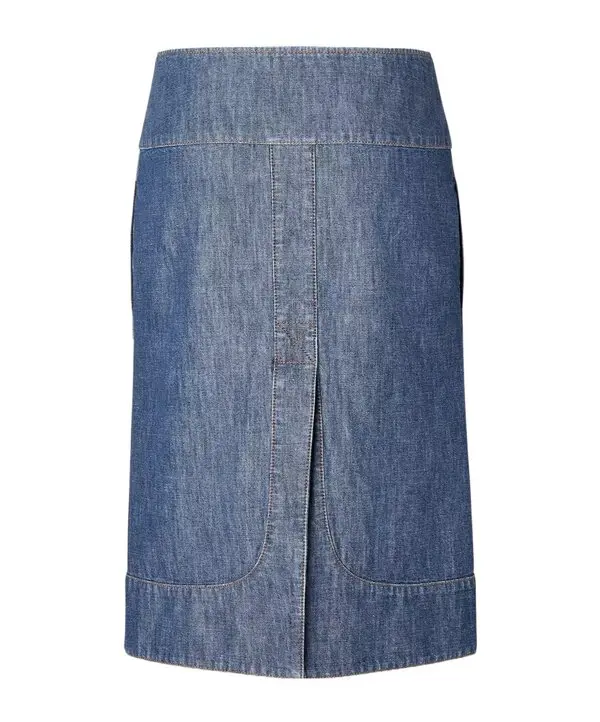 Fendi Zip Detailed Denim Midi Skirt