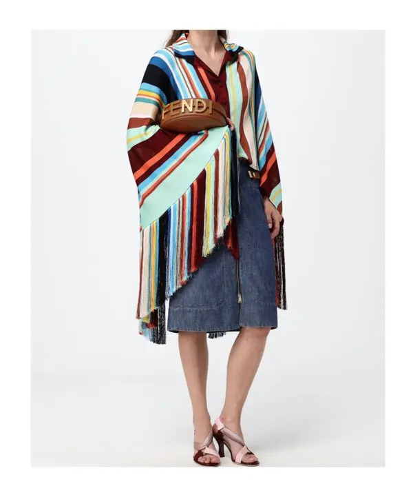 Fendi Zip Detailed Denim Midi Skirt