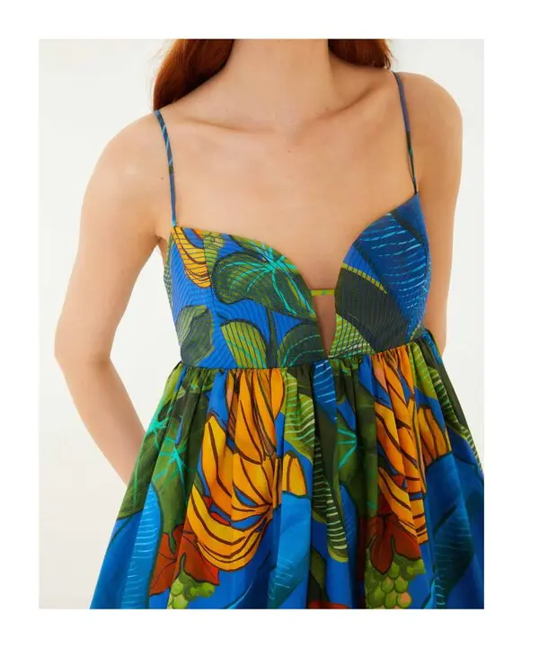 Farm Rio Printed Slip Dress With Bubble Skirt