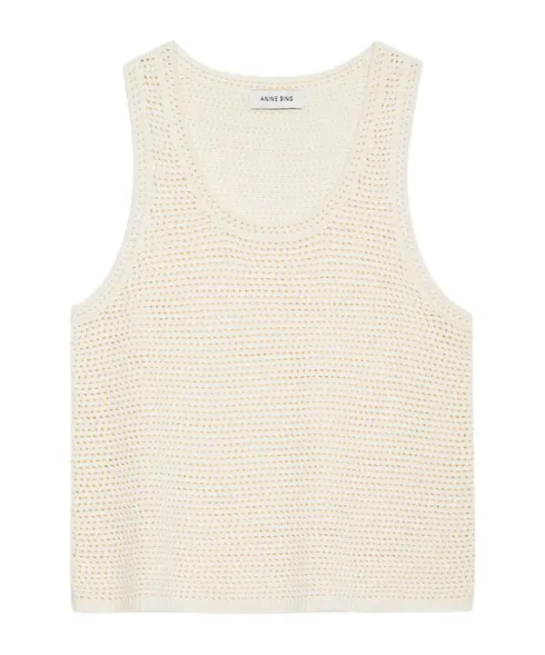 ANINE BING Crew Neck Knit Vest - Ivory