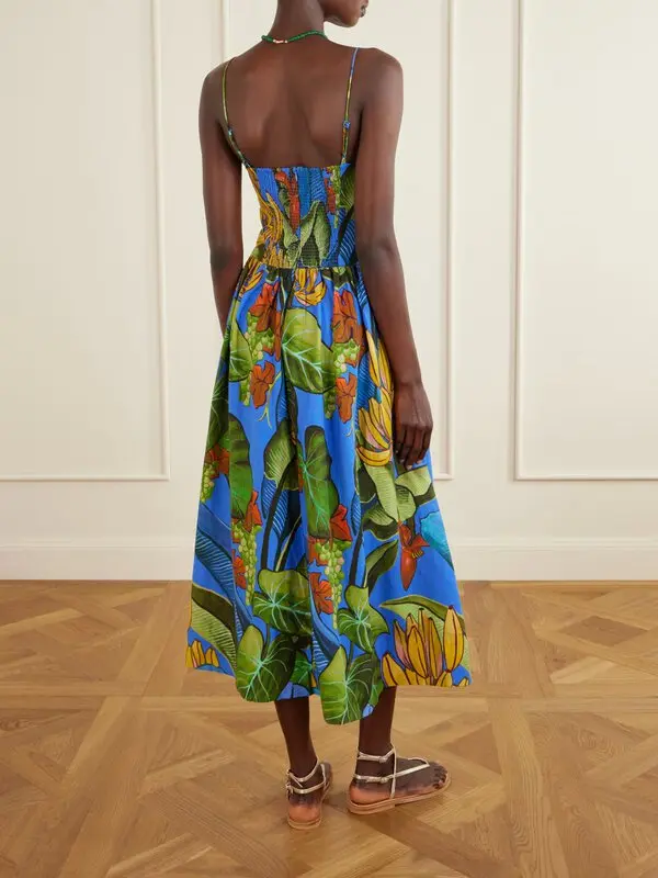 Farm Rio Printed Strappy Bustier Slip Dress