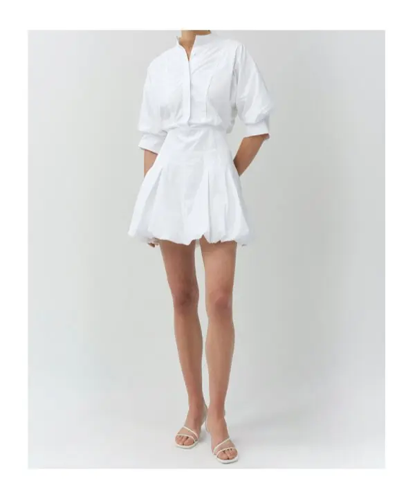 Simkhai Effie Cotton Bubble Mini Dress - White