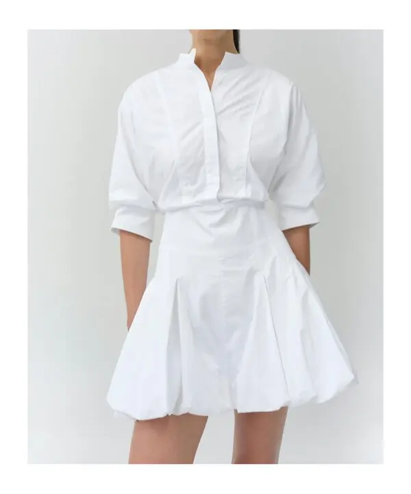Simkhai Effie Cotton Bubble Mini Dress - White