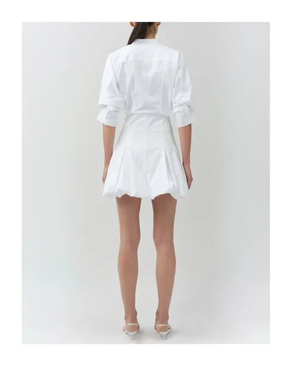Simkhai Effie Cotton Bubble Mini Dress - White