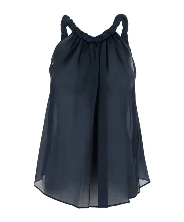 SEMICOUTURE Sleeveless Sheer Crew Neck Top